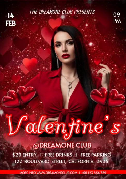 Modèle Red Valentine's Day Event A4 Video | PosterMyWall