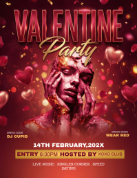 Red Valentine's Day Party Flyer Template | PosterMyWall