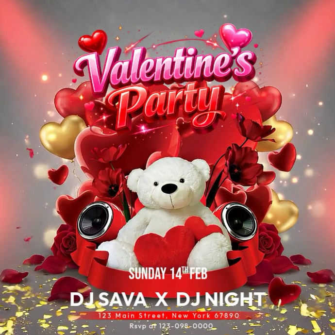 Red Valentine's Day Party Instagram Post Video Template | PosterMyWall