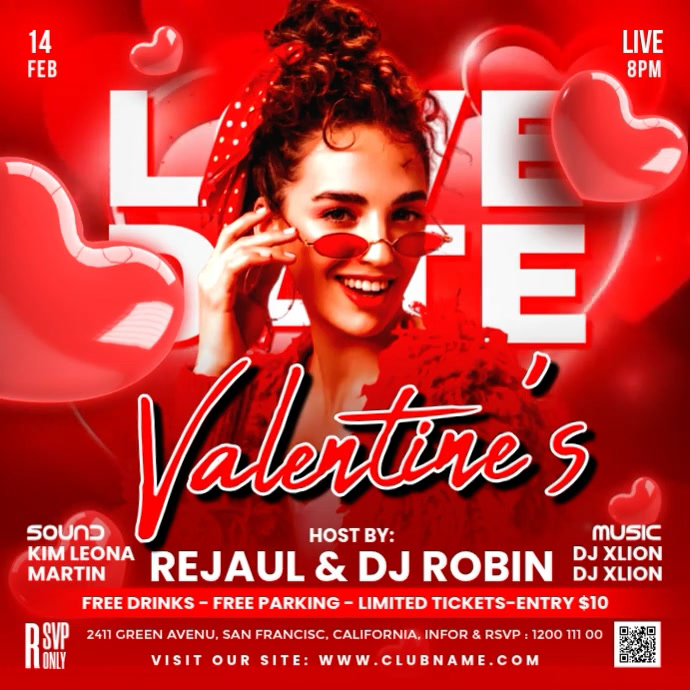 Red Valentine's Day Party Instagram Post Video Template | PosterMyWall