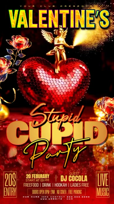 Red Valentine's Day Party Instagram Story Video Template | PosterMyWall