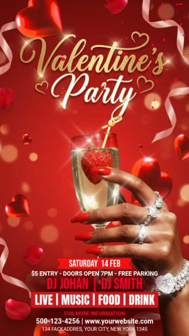 Red Valentine's Day Party Instagram Story Video Template | PosterMyWall