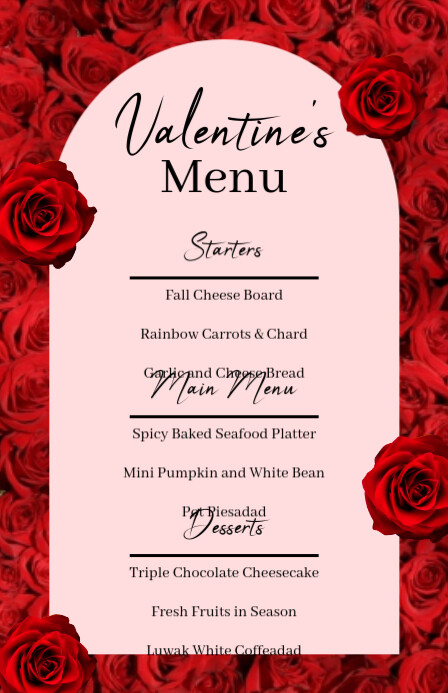 Red Valentine's Food Menu | PosterMyWall