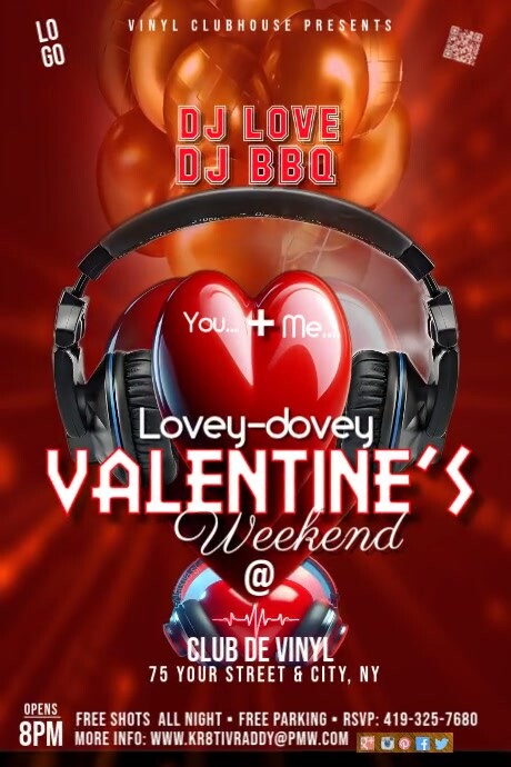 Red Valentine's Weekend Party Poster Template | PosterMyWall