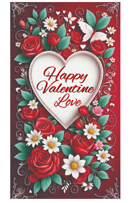 Red Valentine Card Design Frame Template | PosterMyWall
