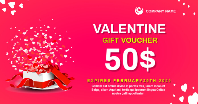 Red Valentine Gift Voucher Facebook Shared Image Template | PosterMyWall