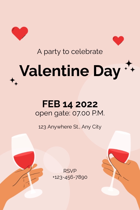 Red Valentine Party Celebration Poster Template | PosterMyWall