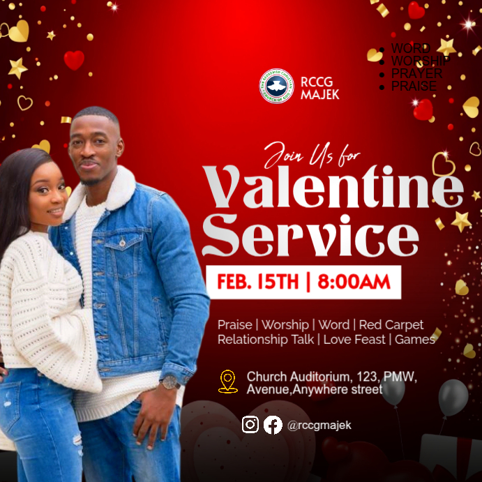 Red Valentine Service Instagram Post Template | PosterMyWall