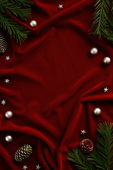 Red Velvet Christmas Pine Border Frame Template | PosterMyWall