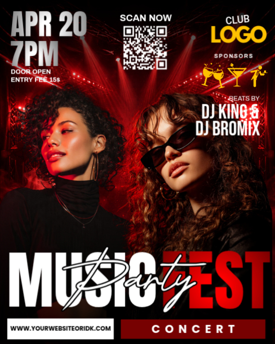 Red Vibe Music Fest Template | PosterMyWall