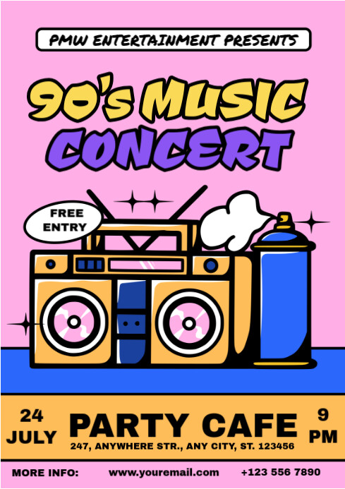 Copy of Red Vintage 90's Music Concert A4 | PosterMyWall