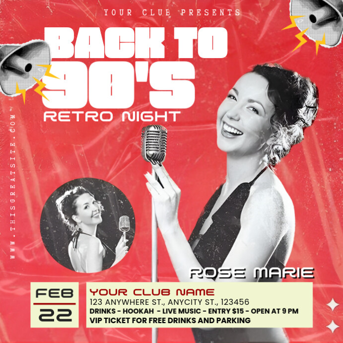 Copy of Red Vintage Back To 90's Retro Party Instagram Post | PosterMyWall