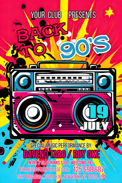 Red Vintage Back To 90s Banner 4' × 6' Template | PosterMyWall