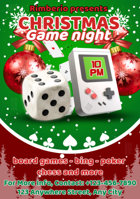 Red Vintage Christmas Game Night A4 Template | PosterMyWall