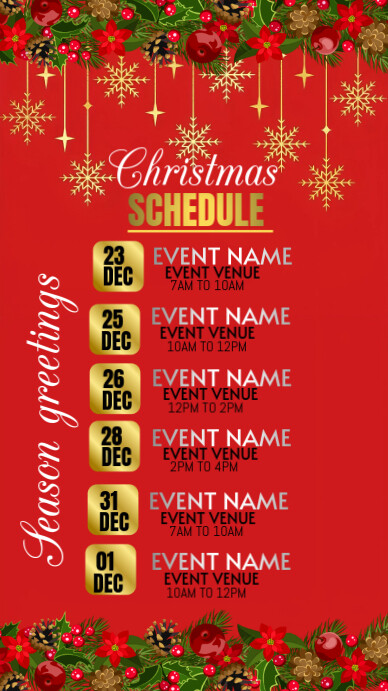 Copy of Red Vintage Christmas Schedule Digital Display (9:16 ...