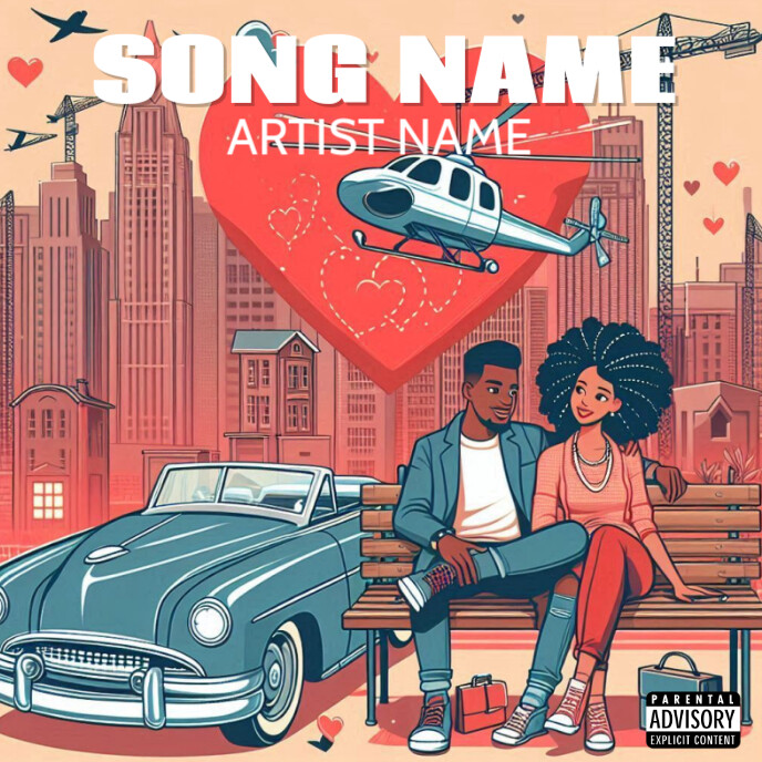 Copy of Red Vintage Couple Love Song Album Cover Art Album Cover ...