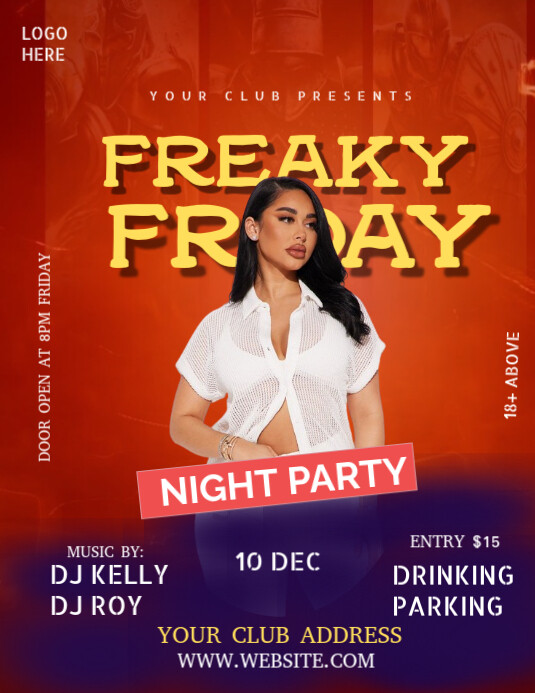 Plantilla de Red Vintage Freaky Friday Night Party Flyer Flyer (us ...