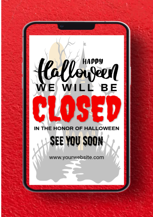 Red Vintage Halloween Closed Sign A4 Template | PosterMyWall
