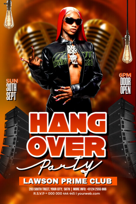 Plantilla de Red Vintage Hang Over Party Poster | PosterMyWall