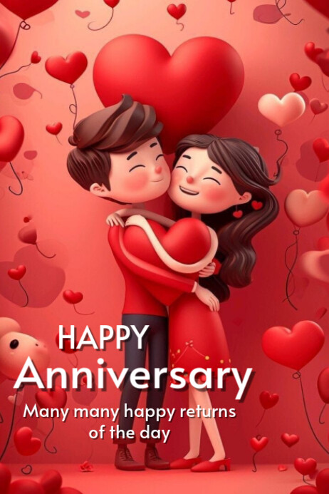 Red Vintage Happy Anniversary Poster Template | PosterMyWall