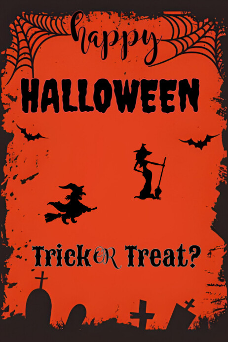 Red Vintage Happy Halloween Trick Or Treat Poster Template | PosterMyWall