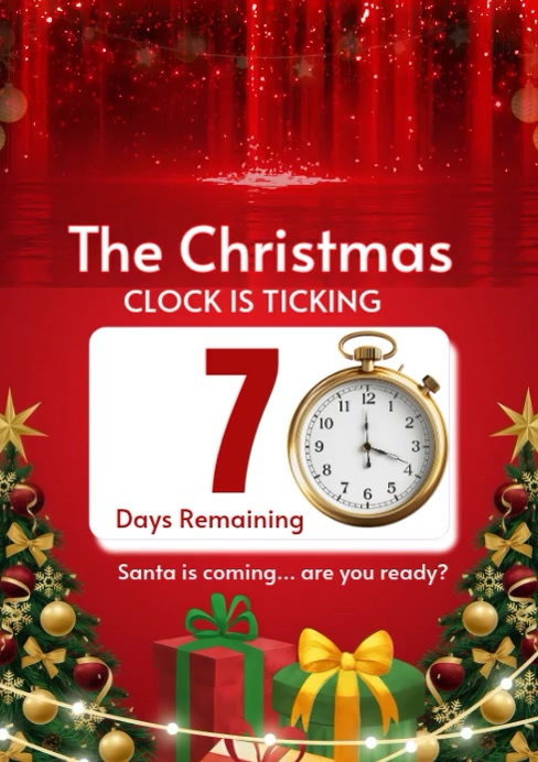 Red Vintage Magical Christmas Countdown Begins A4 Template | PosterMyWall