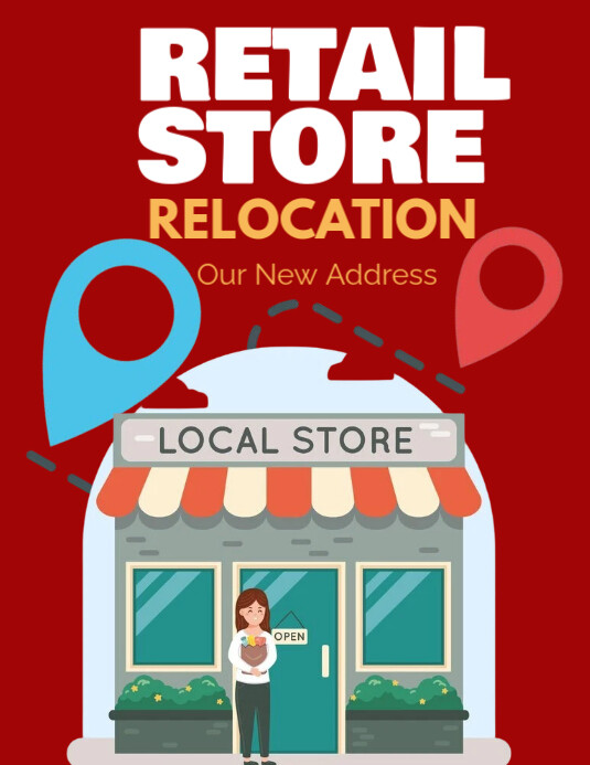Red Vintage Retail Store Relocation Flyer (us Letter) Template ...