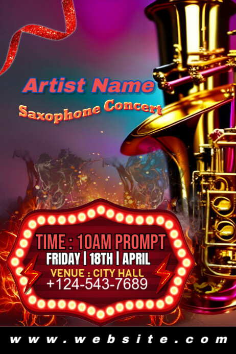 Plantilla de Red Vintage Saxophone Concert Poster | PosterMyWall