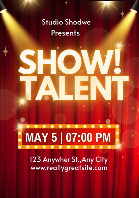 Red Vintage Show Talent Post A4 Template | PosterMyWall