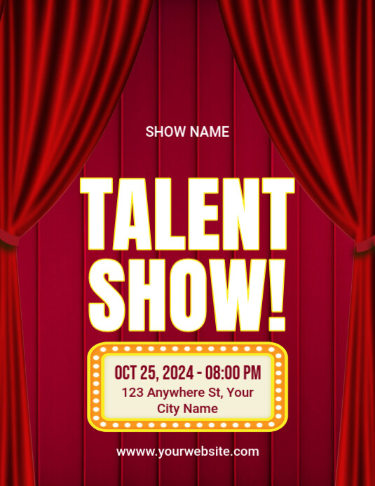 Red Vintage Talent Show Flyer (us Letter) Template | PosterMyWall