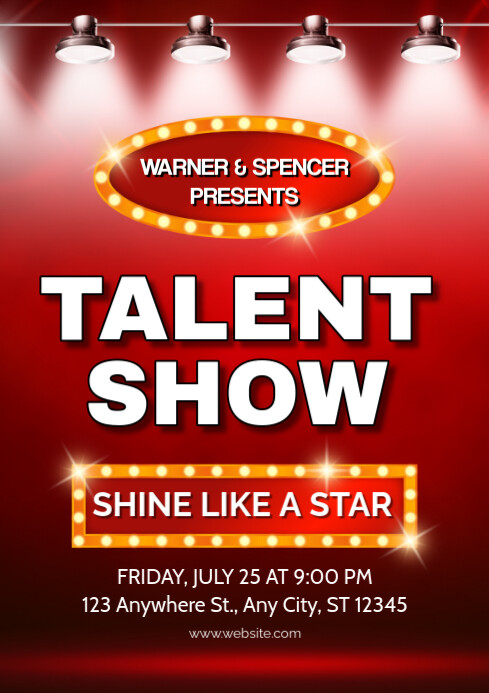 Red Vintage Talent Show Night Party Invitatio Templat | PosterMyWall