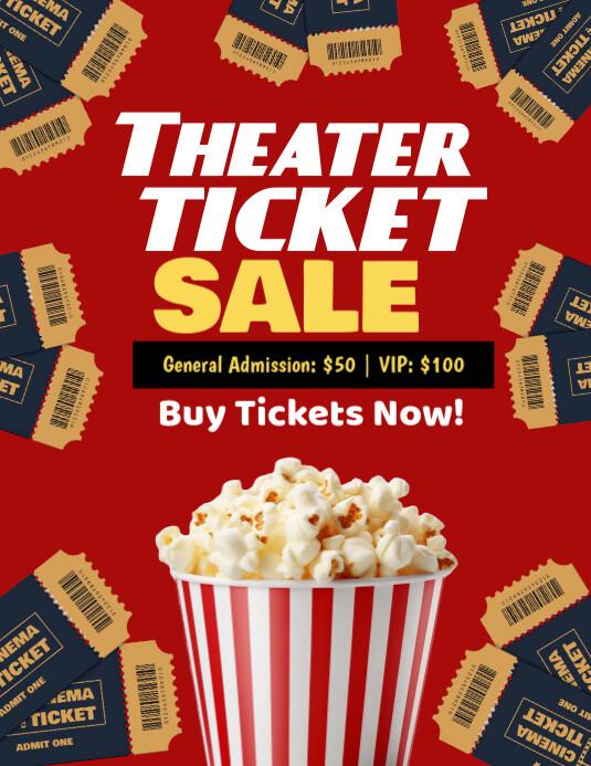 Copy of Red Vintage Theatre Ticket Sale Flyer (us Letter) | PosterMyWall