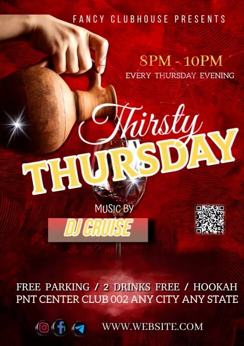 Red Vintage Thirsty Thursday Party A4 Template | PosterMyWall