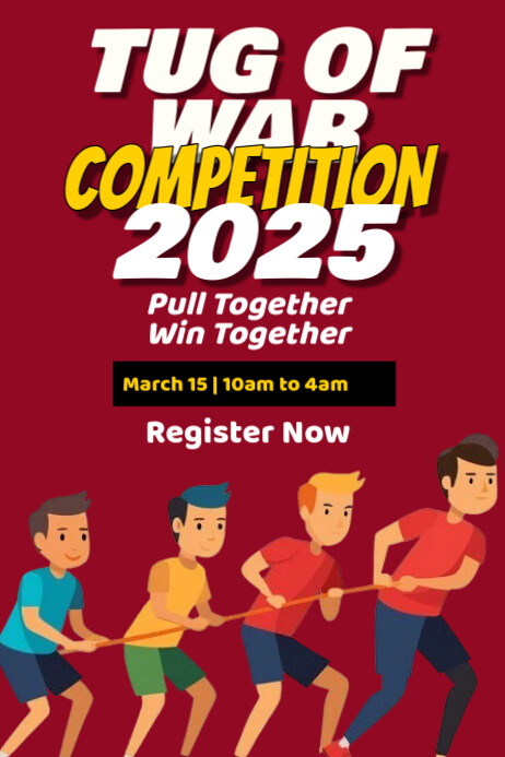 Red Vintage Tug Of War Competition Poster Template | PosterMyWall
