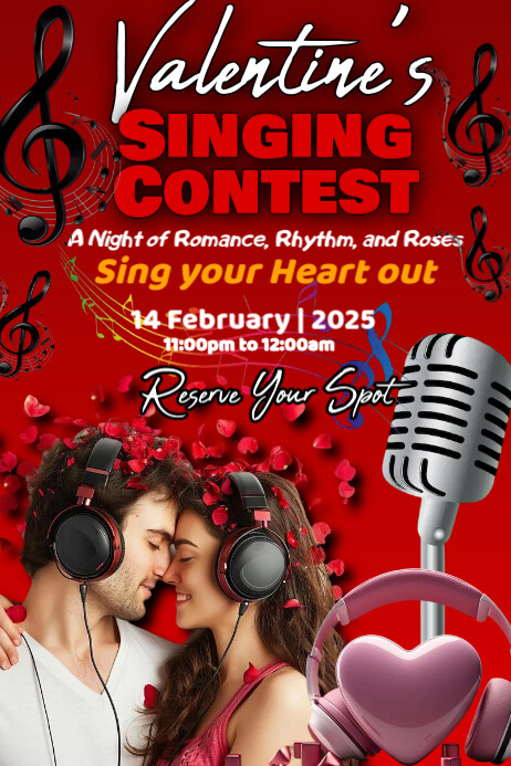 Red Vintage Valentine's Singing Contest Poster Template | PosterMyWall