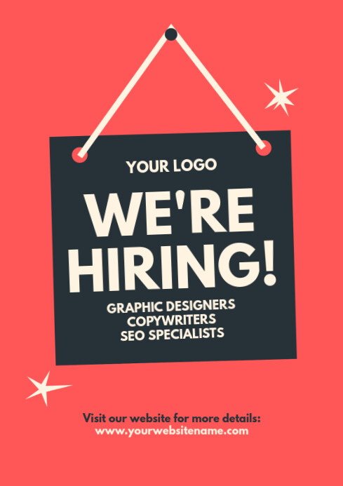 Red We Are Hiring A4 Template | PosterMyWall