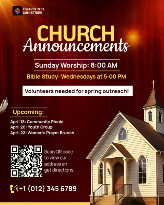 Red Weekly Church Announcements & Event Schedule Flyer Instagram Portrait Template | PosterMyWall