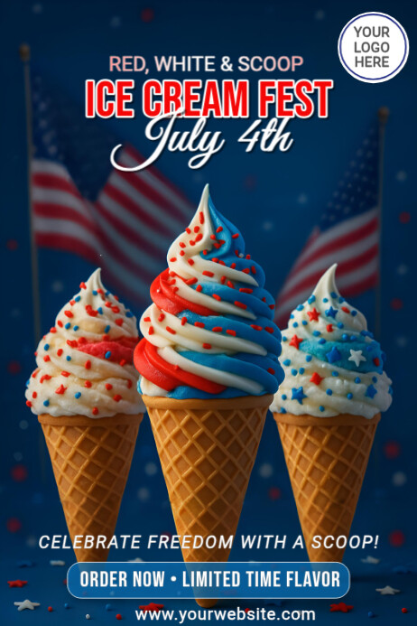 Red White & Scoop – 4th of July Ice Cream Party Flyer” Template ...