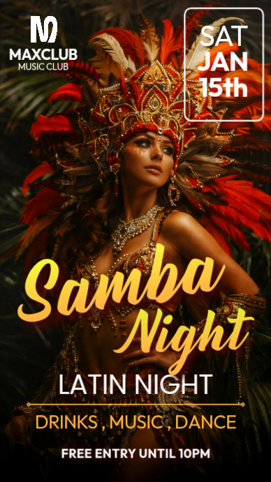 Red white and yellow Samba Night Instagram Story Flyer – Latin Night ...
