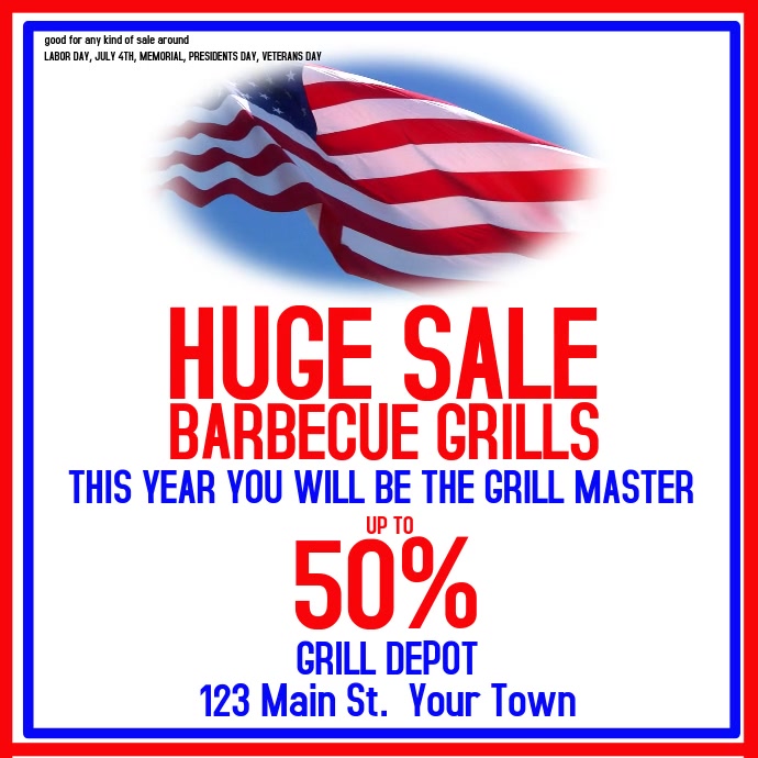 RED WHITE BLUE VIDEO AD Template | PosterMyWall