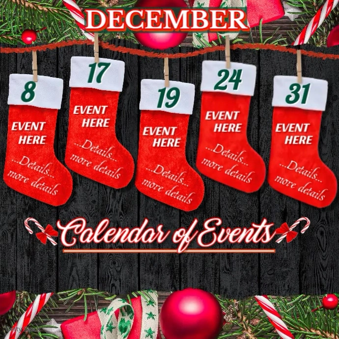 Red/White Joyful December Calendar IG Post Template | PosterMyWall