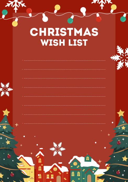 Red White Maximalist Christmas Wish List A4 Template | PosterMyWall