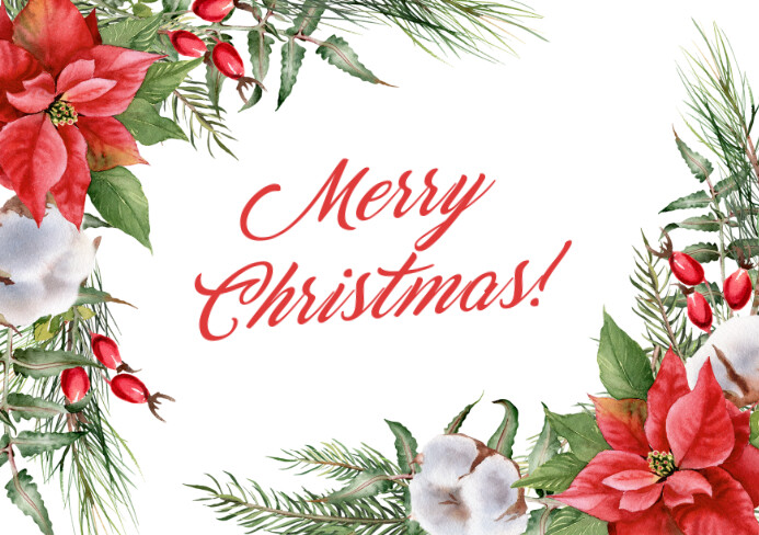 Red White Merry Christmas Greeting Card Template | PosterMyWall