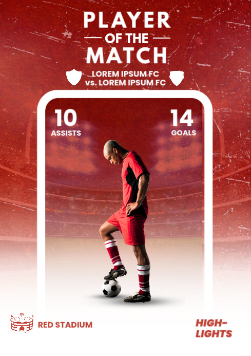 Copy of Red White Modern Professional Soccer Match Flyer | PosterMyWall