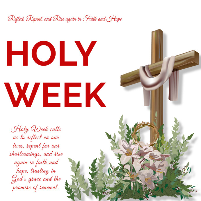 Copy of red white simple holy week template instagram post | PosterMyWall
