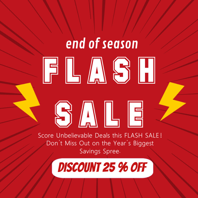 Red White Yellow Modern Flash Sale Promotion Template | PosterMyWall