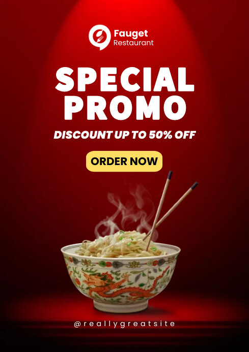 Red White Yellow Restaurant Promotion Poster Template | PosterMyWall