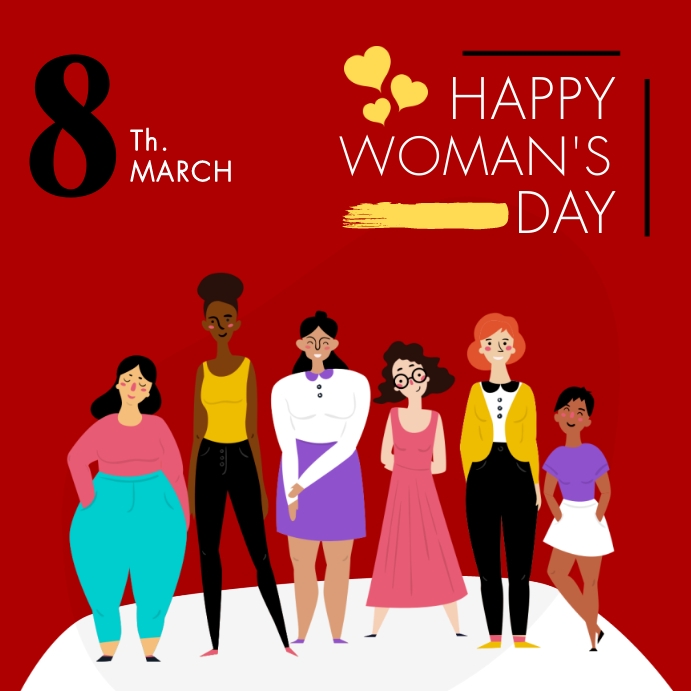 Red Woman's Day Wishes Instagram Post Flyer T Template | PosterMyWall