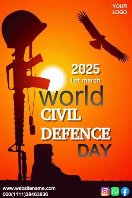 Red World Civil Defence Poster Templat | PosterMyWall