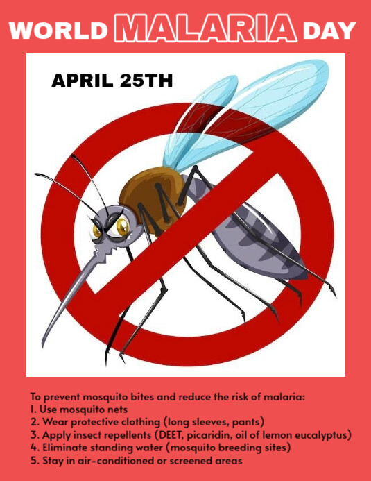 Red World Malaria Day Awareness Flyer (us Letter) Template | PosterMyWall